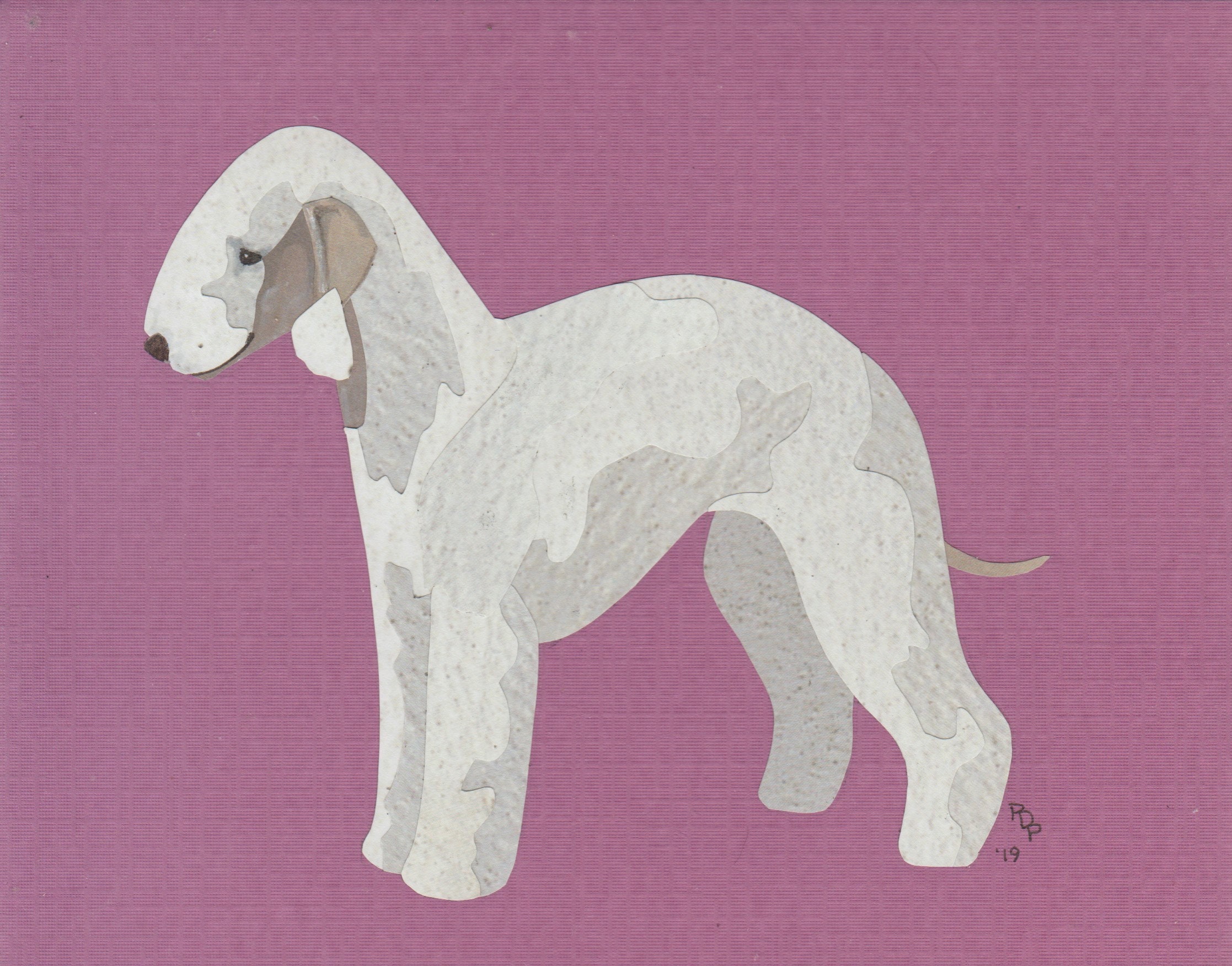 Bedlington Terrier Handmade Original Cut Paper Collage Dog Art - Etsy