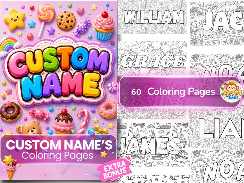 Personalized Name Coloring Page for Kids, Custom Birthday Gift Activity ...