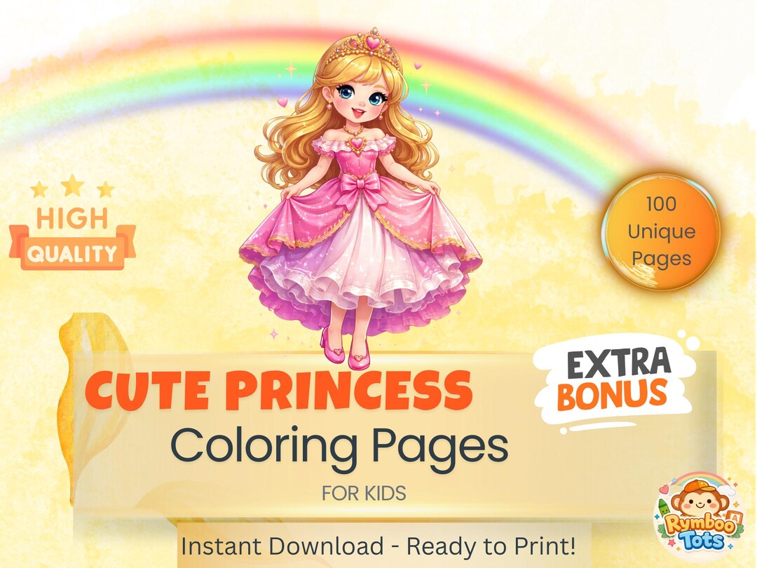 100 Cute Princess Coloring Pages Printable PDF - Fairy Tale Coloring ...