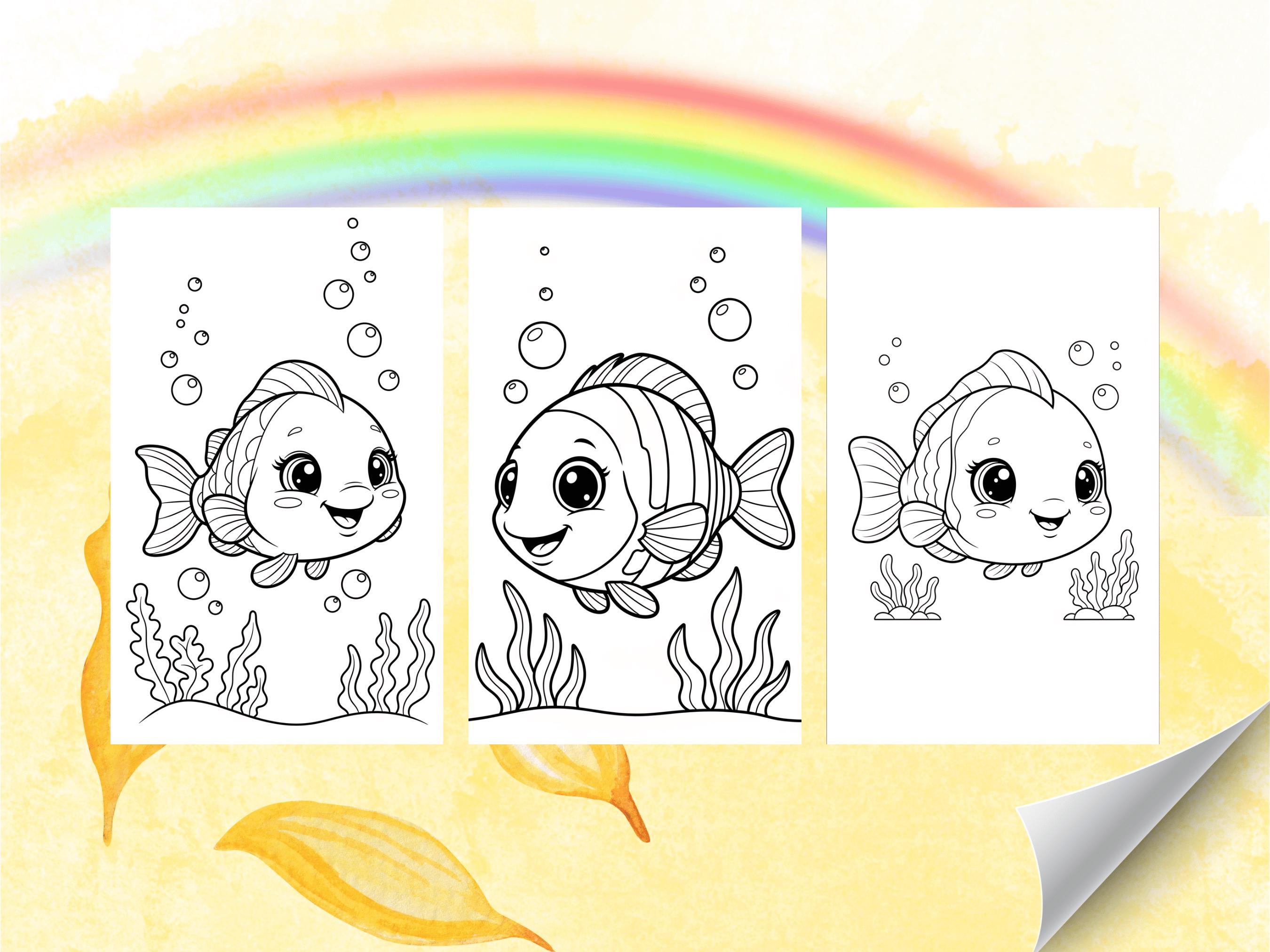 Sea Creature Coloring Pages for Kids Kawaii Ocean Animals Coloring Book ...