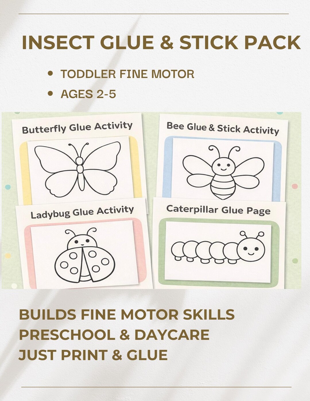 Insect Cut and Paste Worksheets for Kids Ages 2–5 | Preschool Fine ...