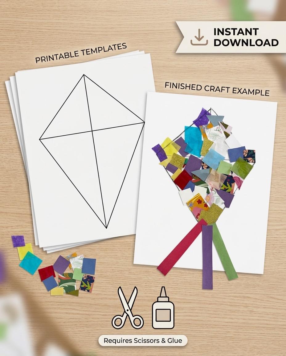 Kite Craft Template Printable for Kids | Spring Preschool Activity ...