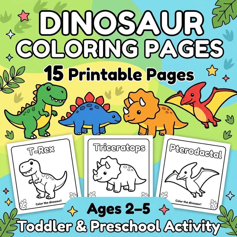 Dinosaur Coloring Pages for Kids Ages 3–6 – Fun Learning Activity ...