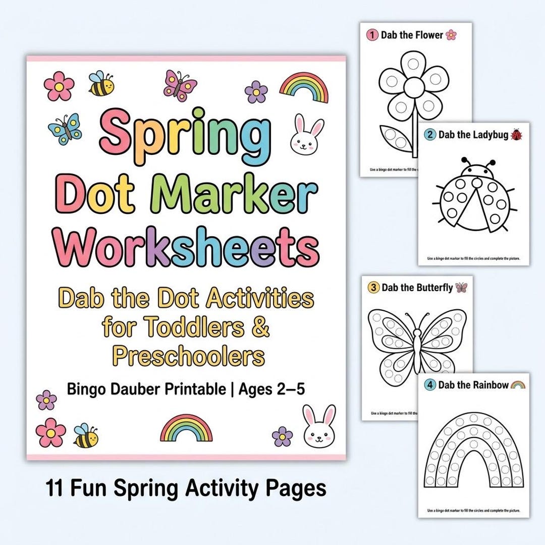 Spring Dot Marker Worksheets for Toddlers & Preschoolers | Dab the Dot ...