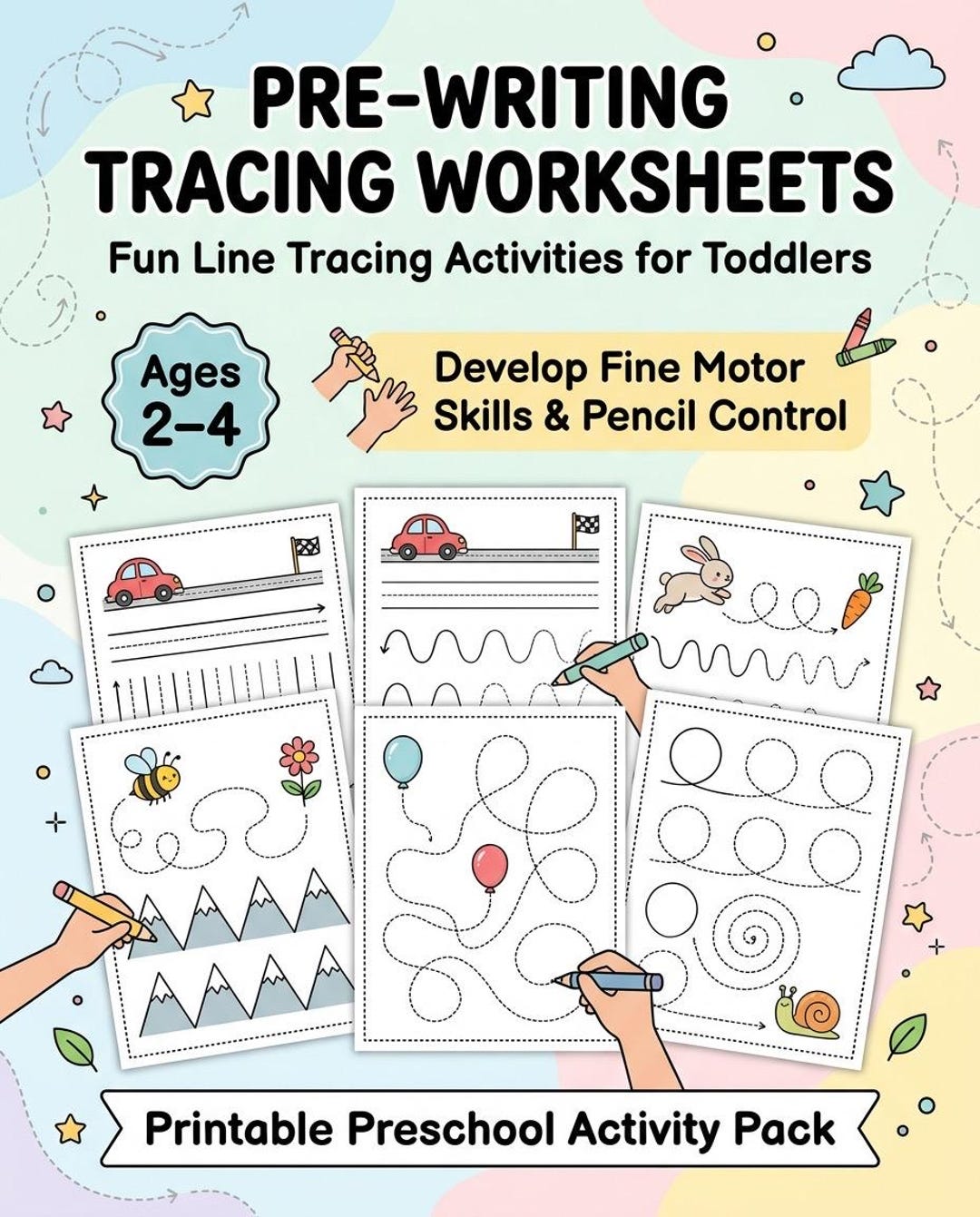Toddler Tracing Worksheets – Fine Motor Skills Pre-writing Practice ...