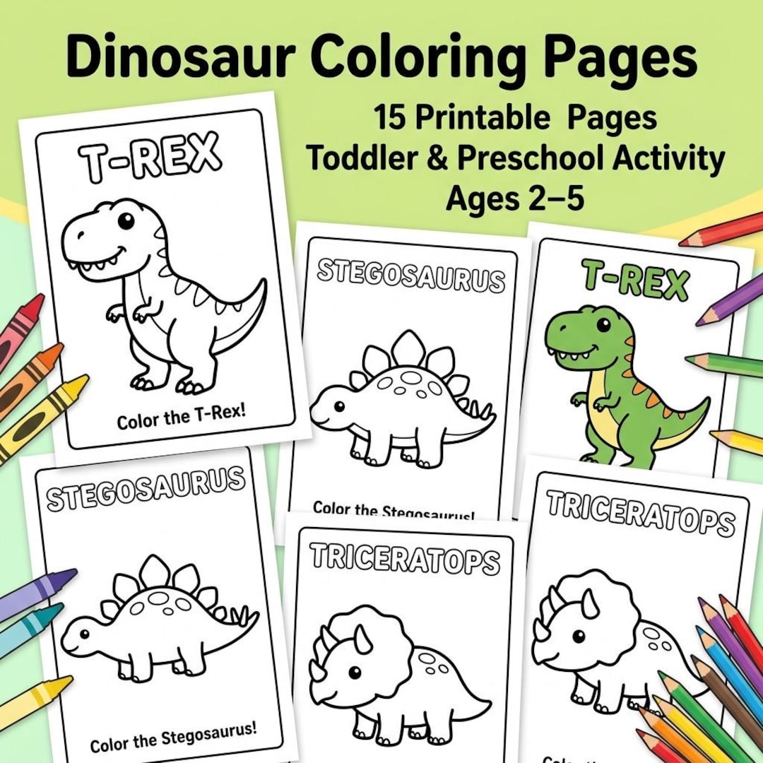 Dinosaur Coloring Pages for Kids Ages 3–6 – Fun Learning Activity ...
