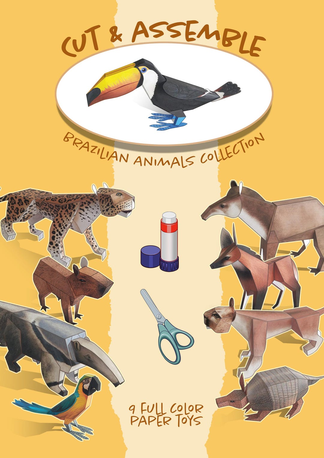 Cut & Assemble Brazilian Animals Collection - Educational Paper Craft ...