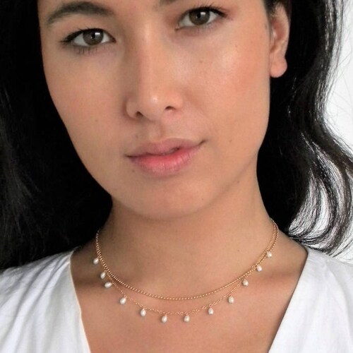 Modern Freshwater Pearl Necklace Dainty Summer Choker Simple Etsy
