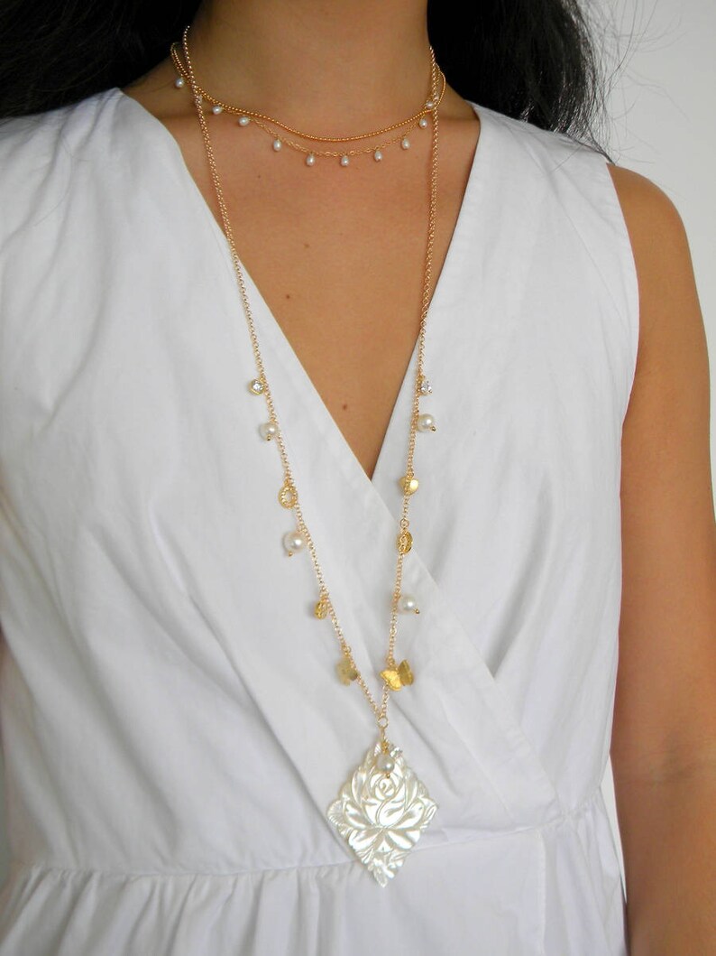 Freshwater Pearl Necklace Pearl Dangle Choker Xmas T Etsy