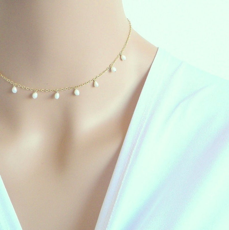 Freshwater Pearl Necklace Pearl Dangle Choker Xmas T Etsy