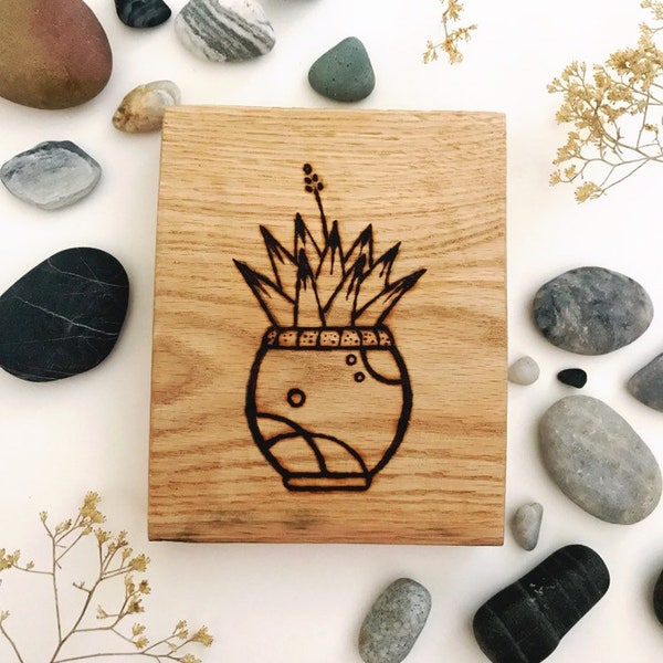 Wood Burned Flower Pot - Etsy