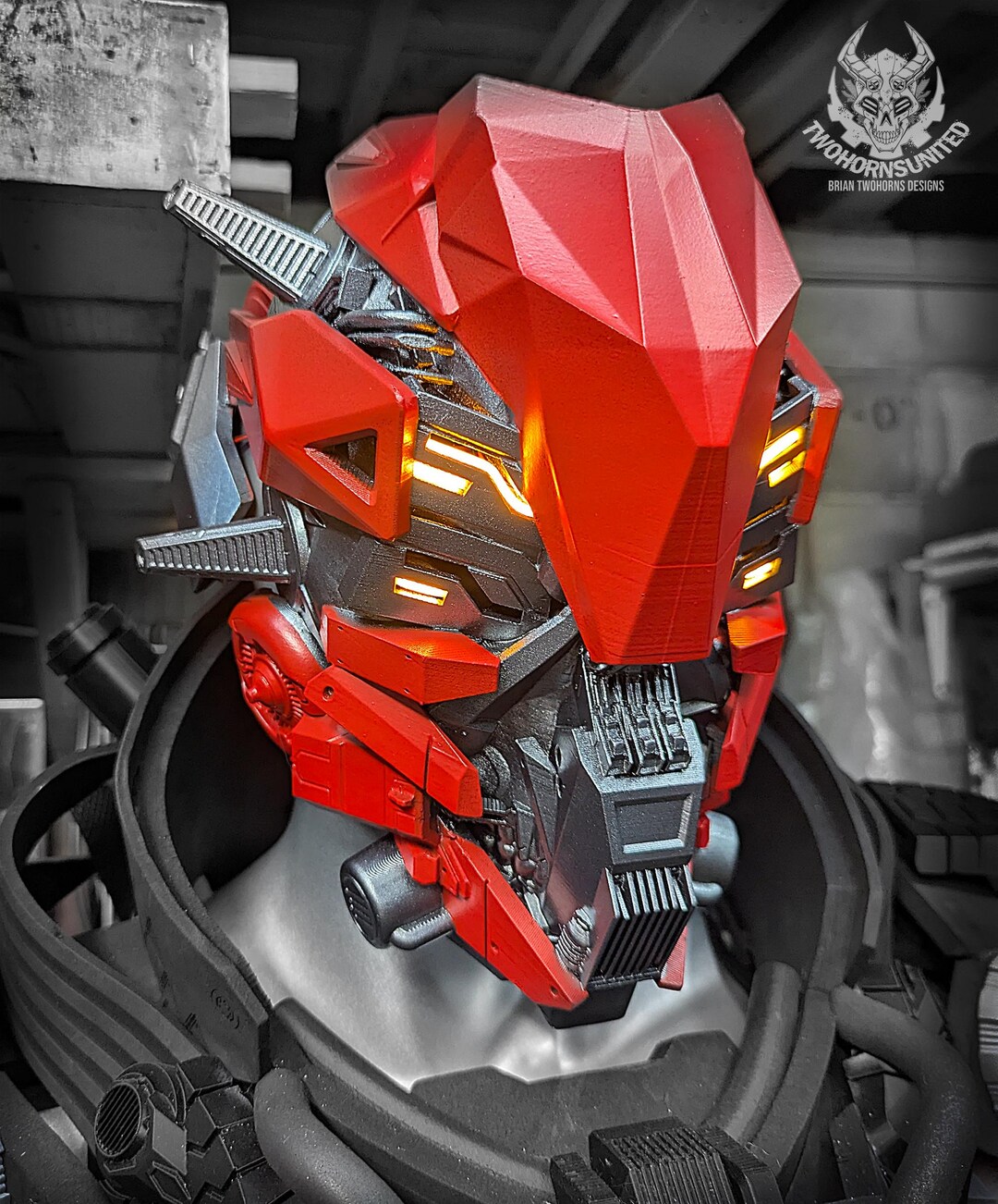 Berserker Knight Cybernetic Robotic Full Helmet - Bright LED Glowing ...