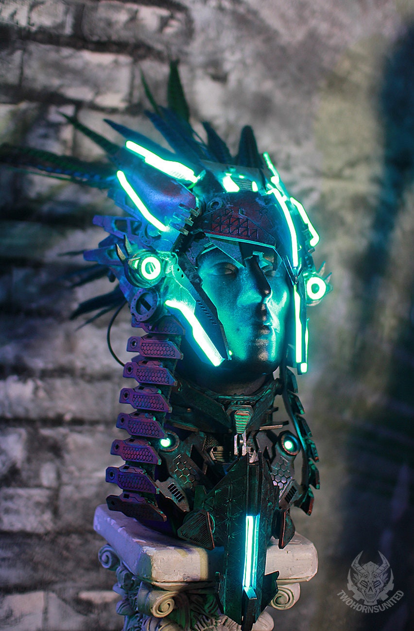 Tlaltecuhtli Tribaltech Original Design Neo-aztec Headdress and Neck ...