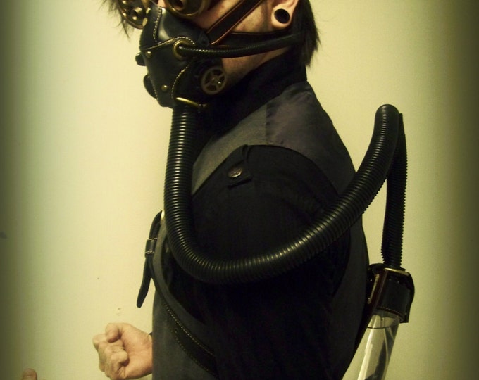 Hydropunk Steampunk Victorian Respirator Gas Mask and Goggles Set With ...