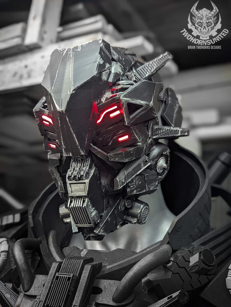 Berserker Knight Cybernetic Robotic Full Helmet - Bright LED Glowing ...