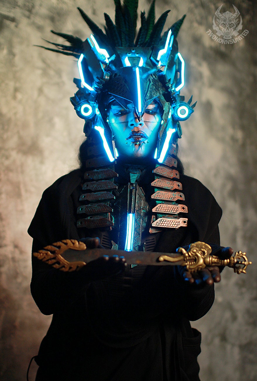 Tlaltecuhtli Tribaltech Original Design Neo-aztec Headdress and Neck ...