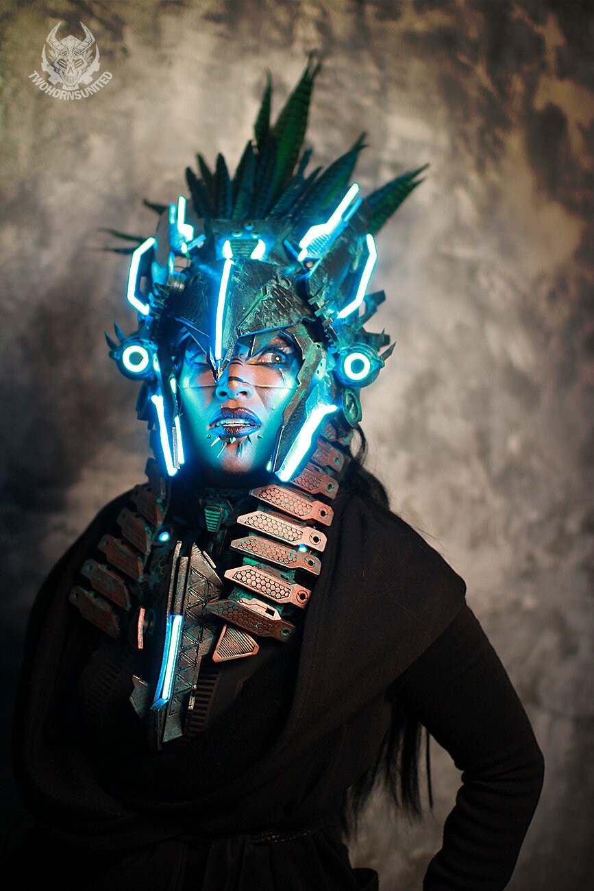 Tlaltecuhtli Tribaltech Original Design Neo-aztec Headdress and Neck ...