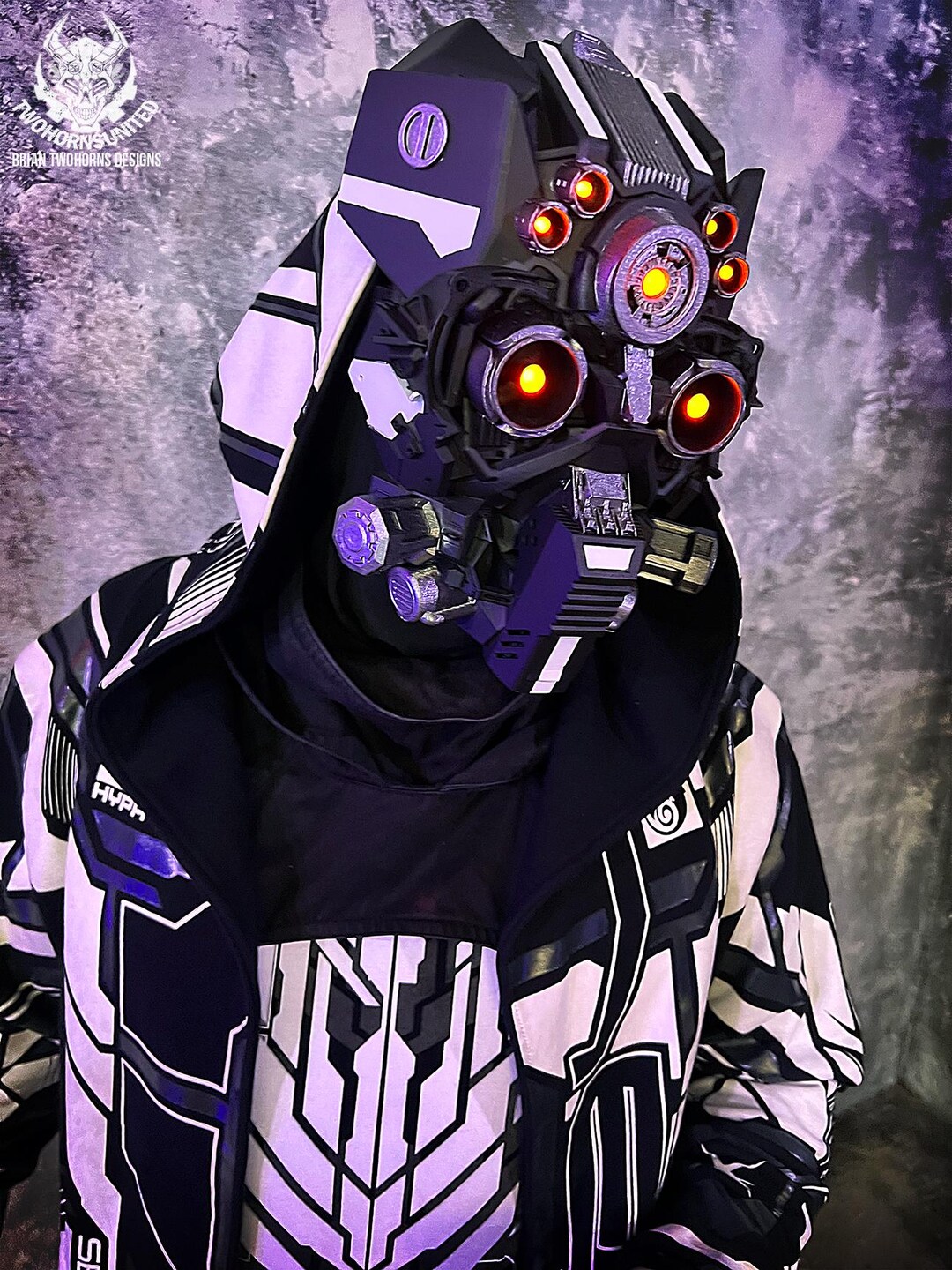 Thutech Gas Mask - Cybernetic Techwear Bright LED Glowing Multi Eyes ...