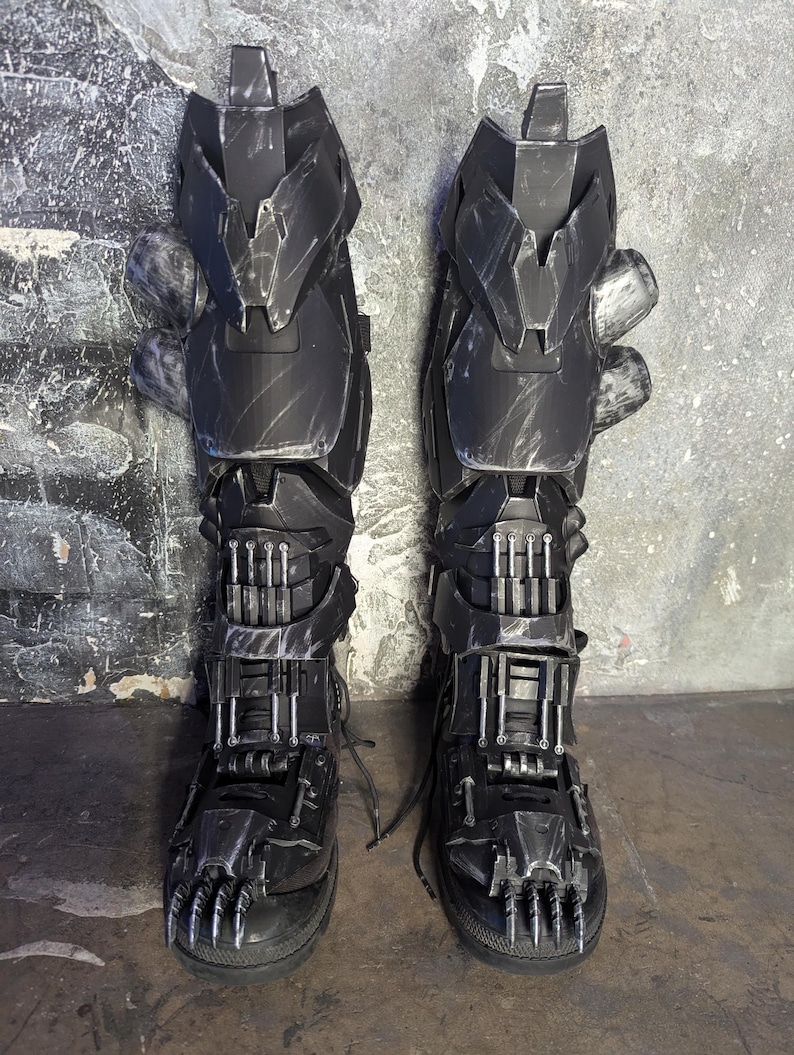 Thutech Cyberpunk Assault Boot Armor and Shin Guards - Weathered Flat ...