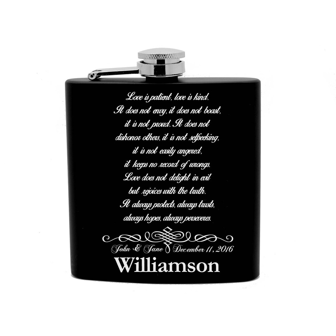 Personalized Flask Print 6oz Stainless Steel Love Quotes Powder Coated ...