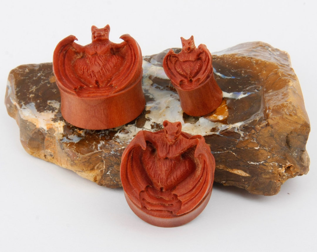 Organic Sawo Wood Double Flare Bat Halloween Scary Hand Made - Etsy