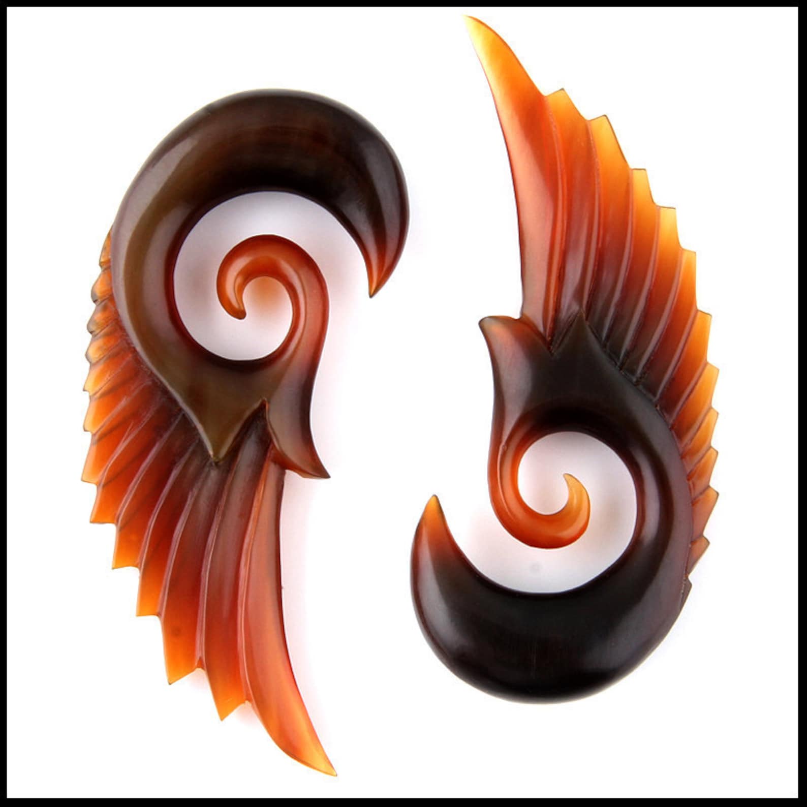 10G-2.5 MM Seraphim Angel Bird Wings Organic Buffalo Horn Ear Plugs ...