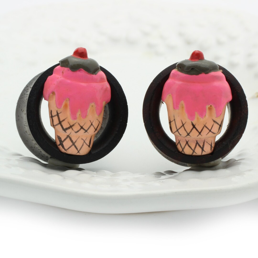 Cone Ice Cream Plugs Double Flare Tunnel Organic Wood Ear Plug Gauges ...