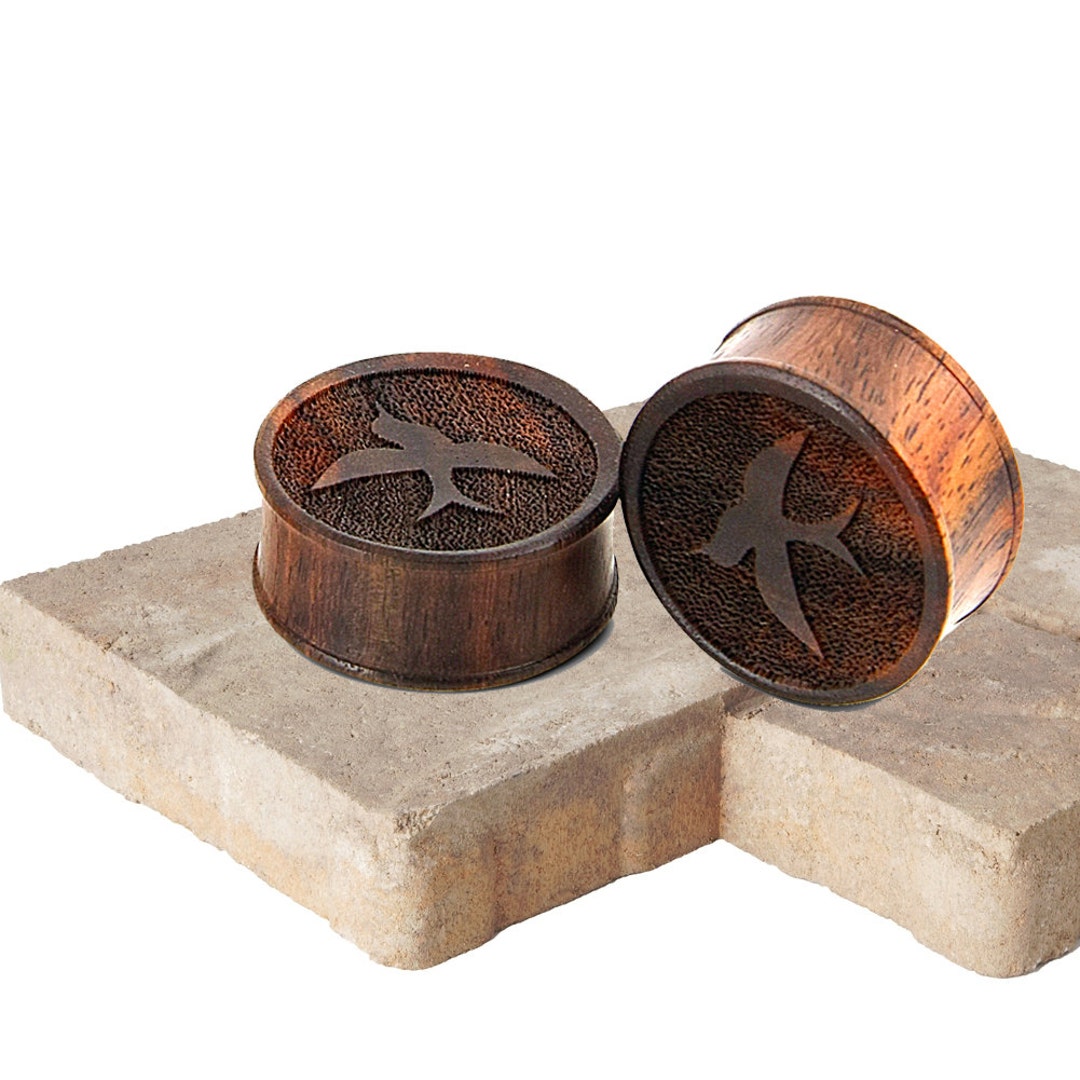 Sparrow Bird Design Sono Wood Organic Ear Plugs Gauges ,body Piercing ...