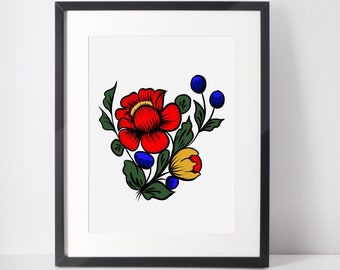 Floral Folk Art | Etsy