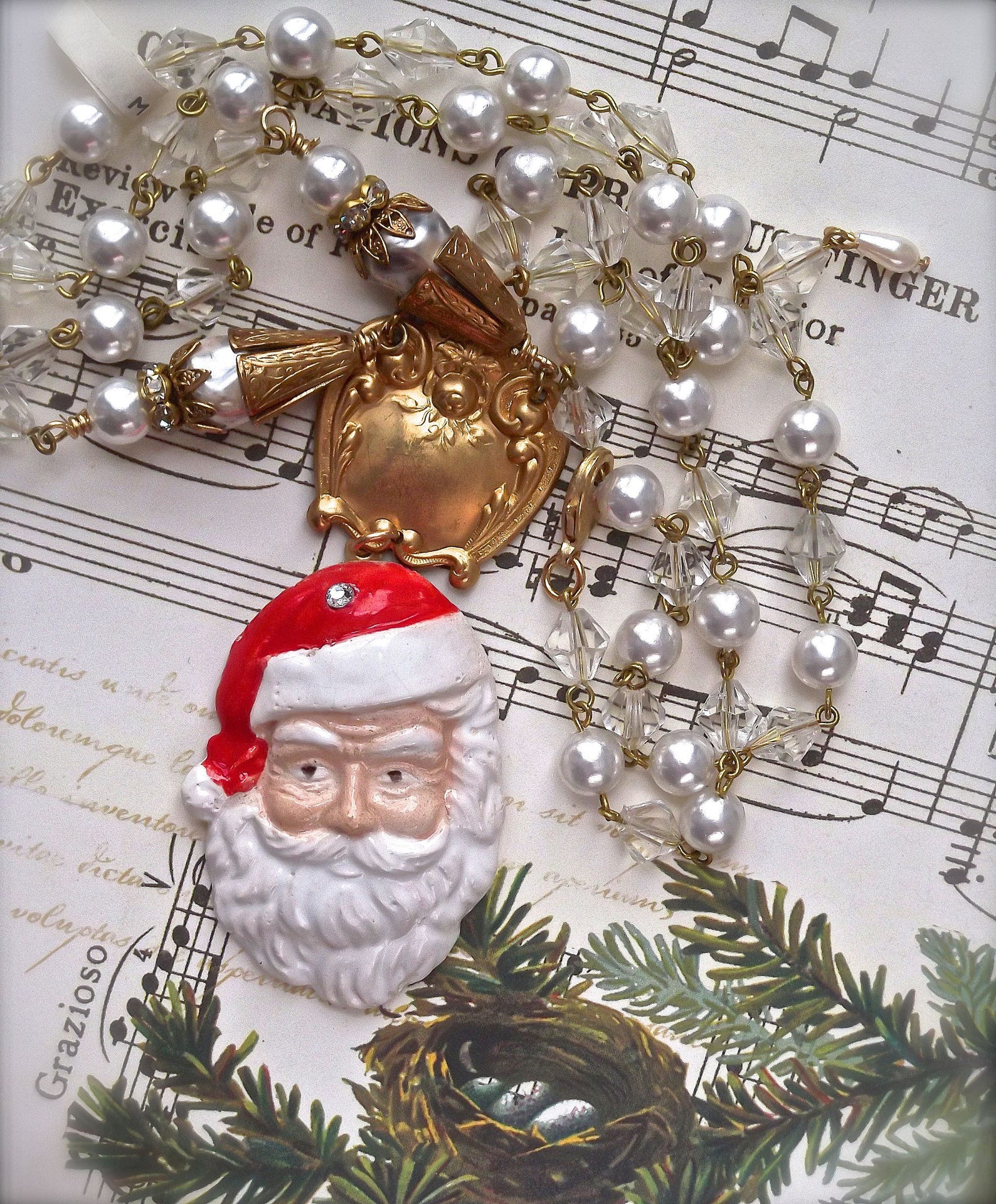 Santa Pendant Handmade Santa Ceramic Santaartisan - Etsy