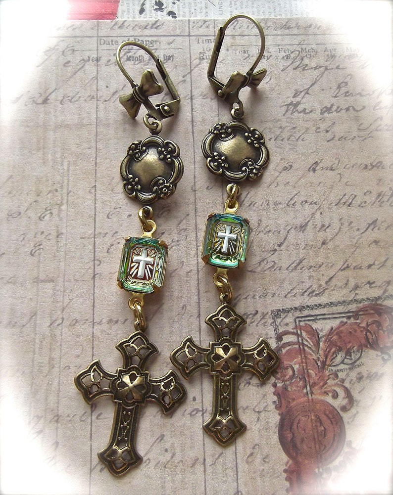 Long Cross Crystal Cross Crystalsfiligree Cross | Etsy