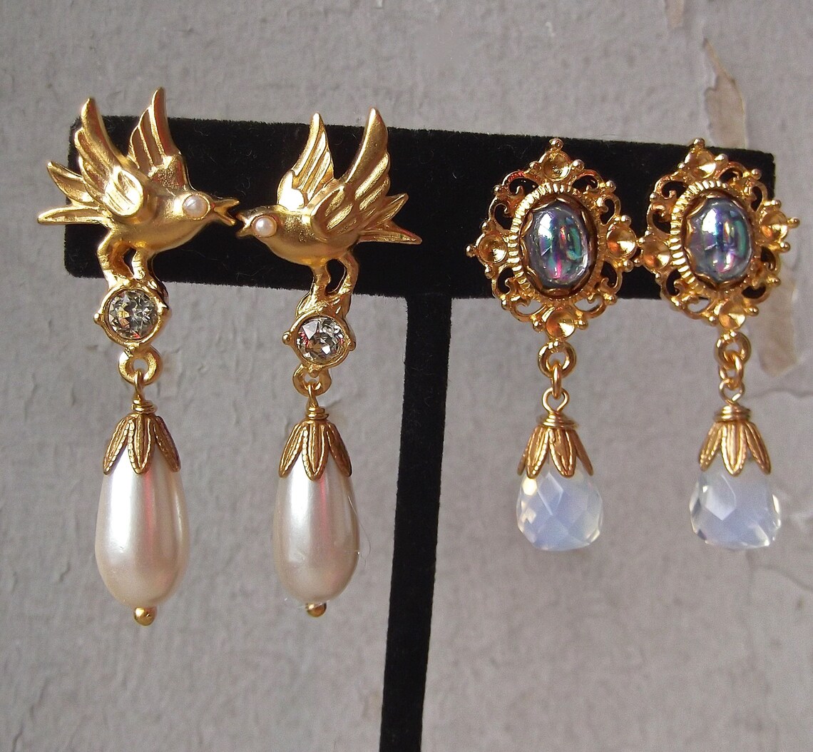 Gold Bird Posts Gold Plated Birds Flying Birds Bsue by - Etsy