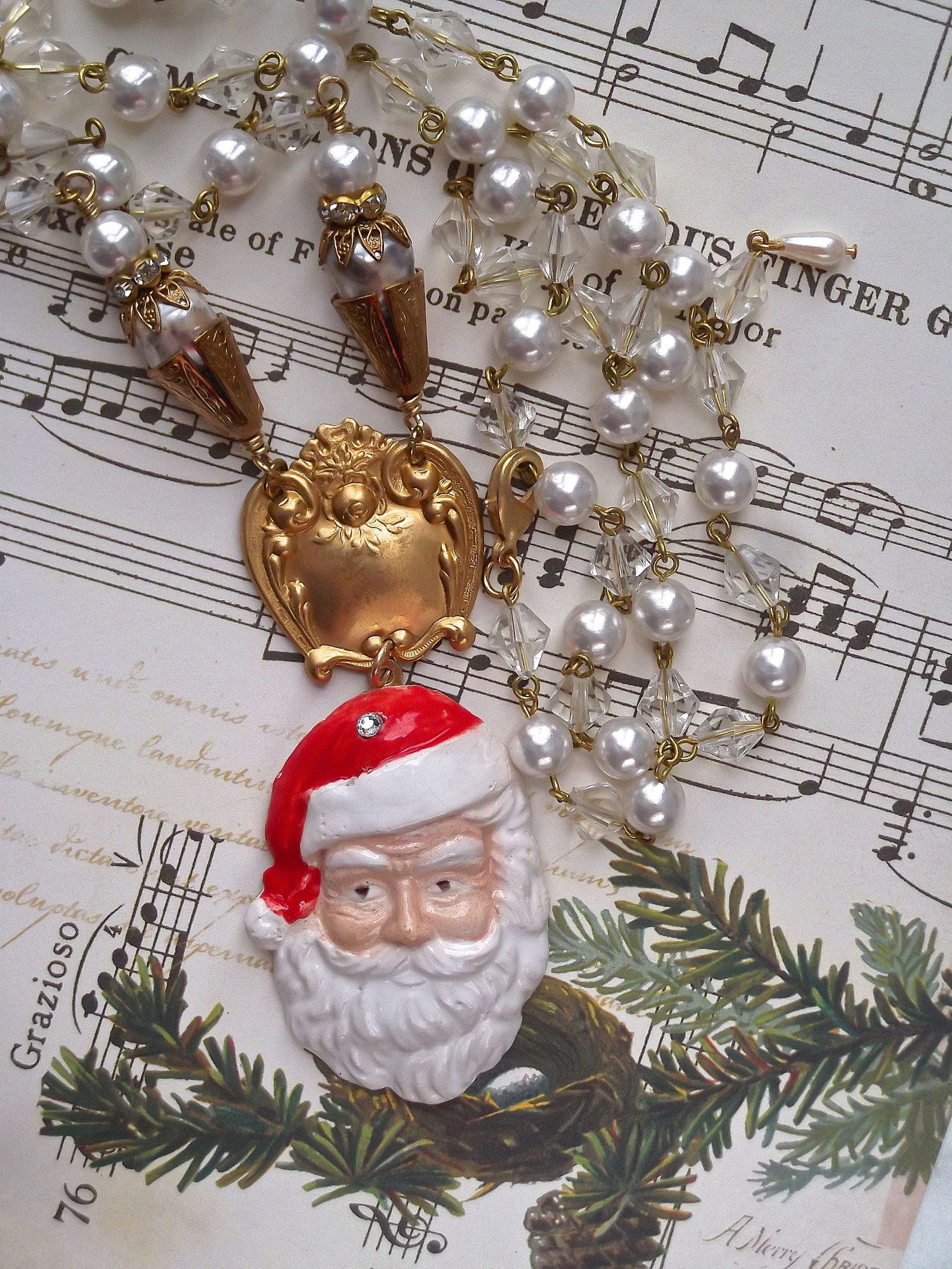 Santa Pendant Handmade Santa Ceramic Santaartisan - Etsy