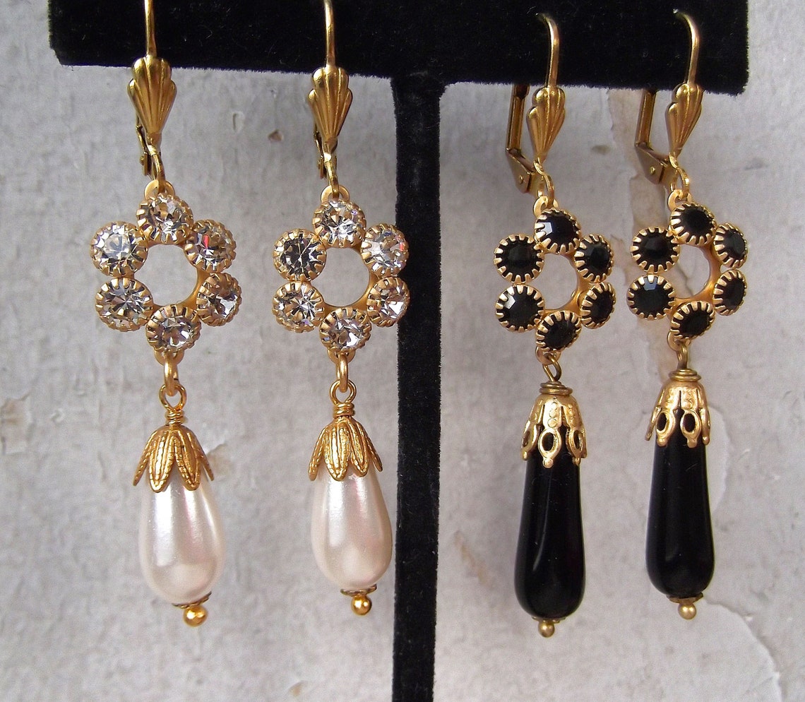 Black Teardrops Fancy Onyx Drops Swarovski Crystal Black - Etsy