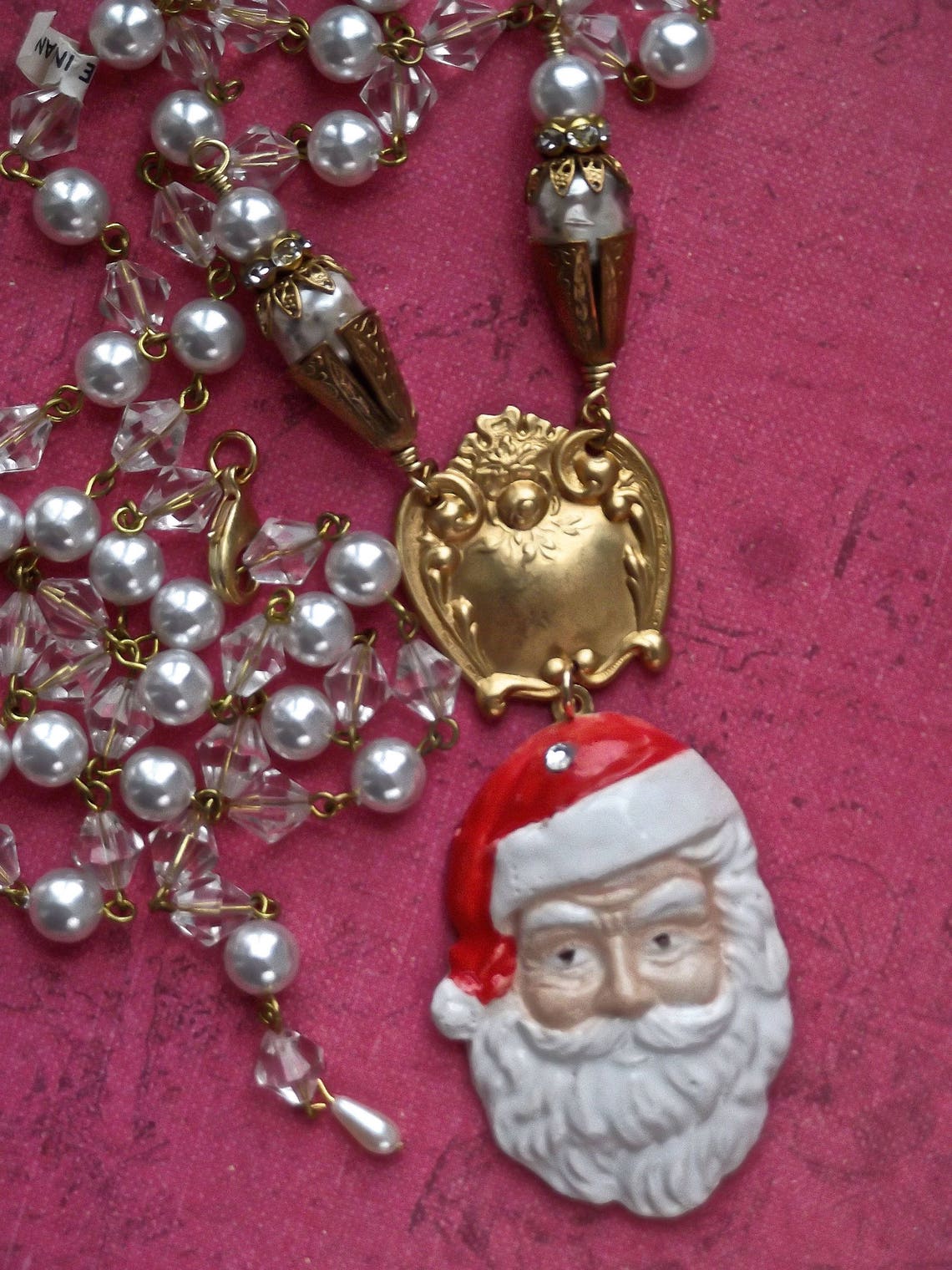 Santa Pendant Handmade Santa Ceramic Santaartisan - Etsy