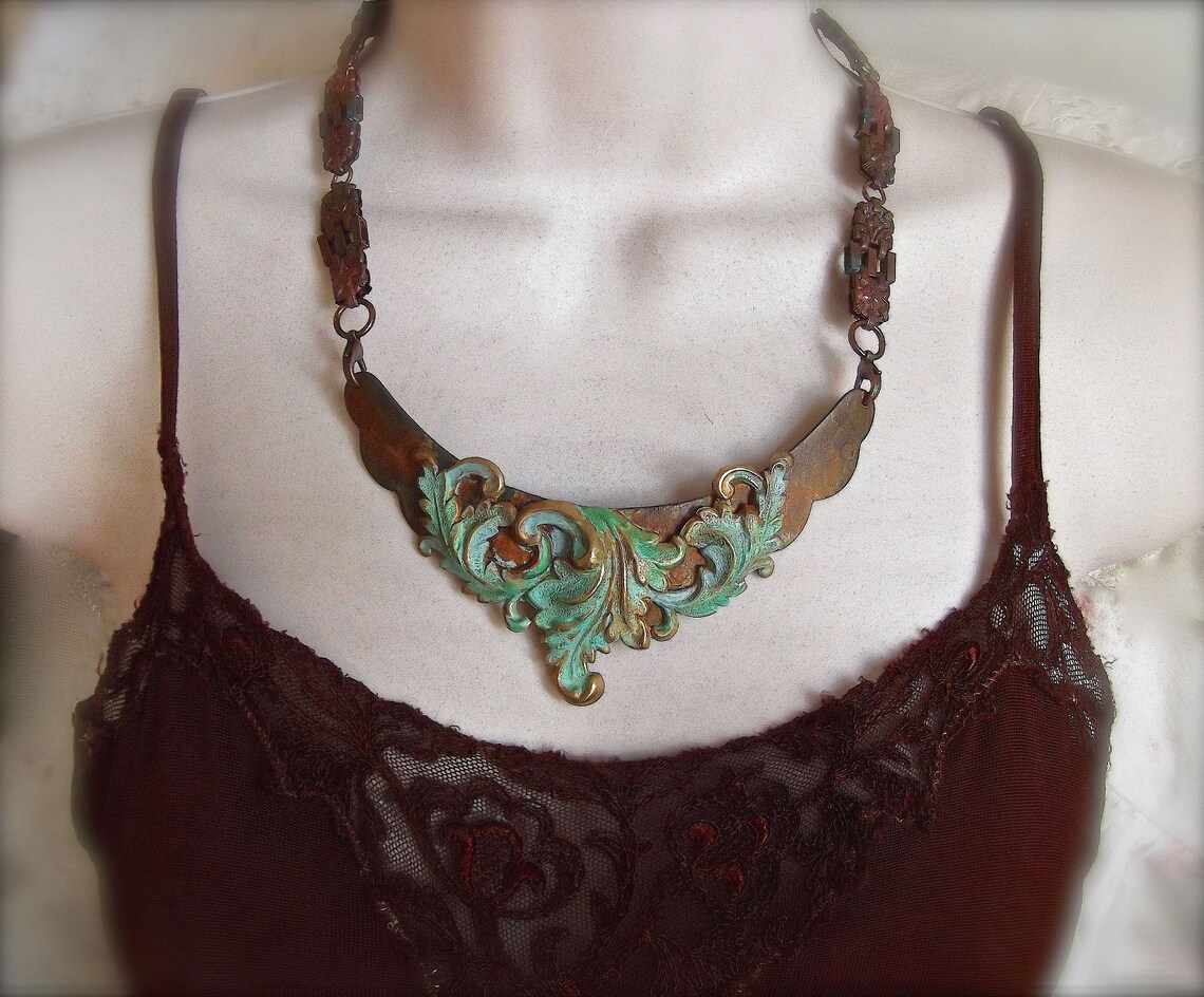 Rusty Iron Necklace Verdigris Patina Rust and Verdigris - Etsy