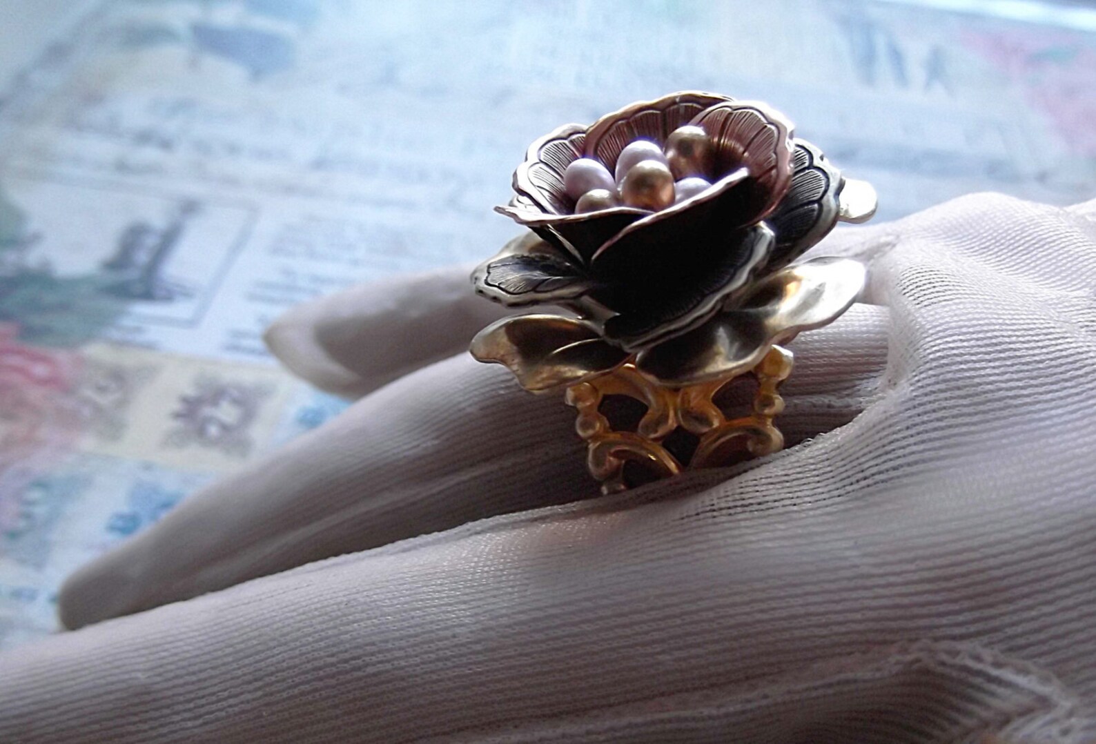 Triple Layer Rose, Antique Brass, Raw Brass,rose Copper Ox,brass ...