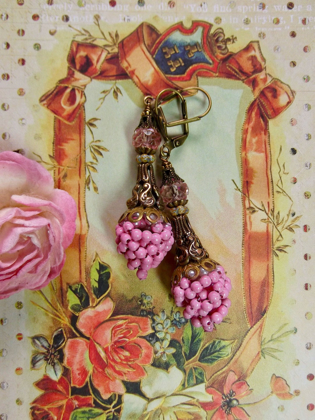 Seed Bead Grapes, Seed Bead Cluster,vintage Grape Clusters,chose Pink ...