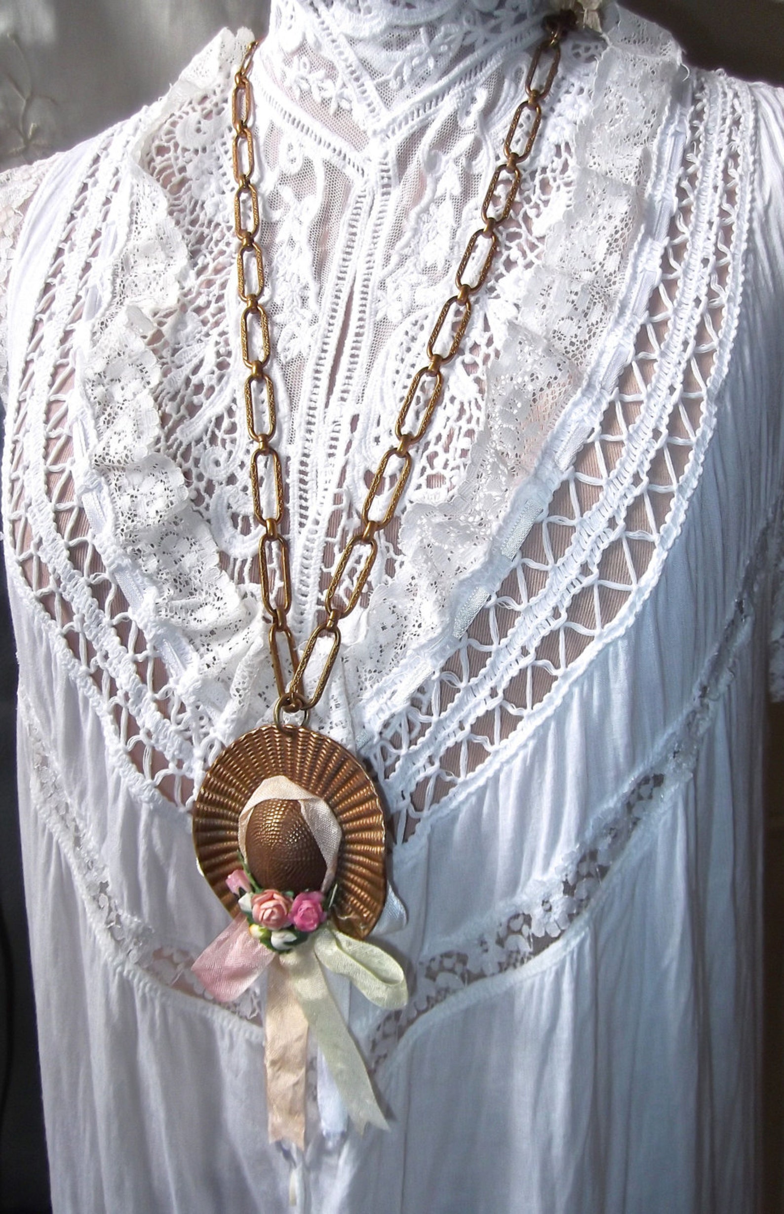 Vintage Summer Bonnet Brass Bonnet With Flowers & Ribbon - Etsy