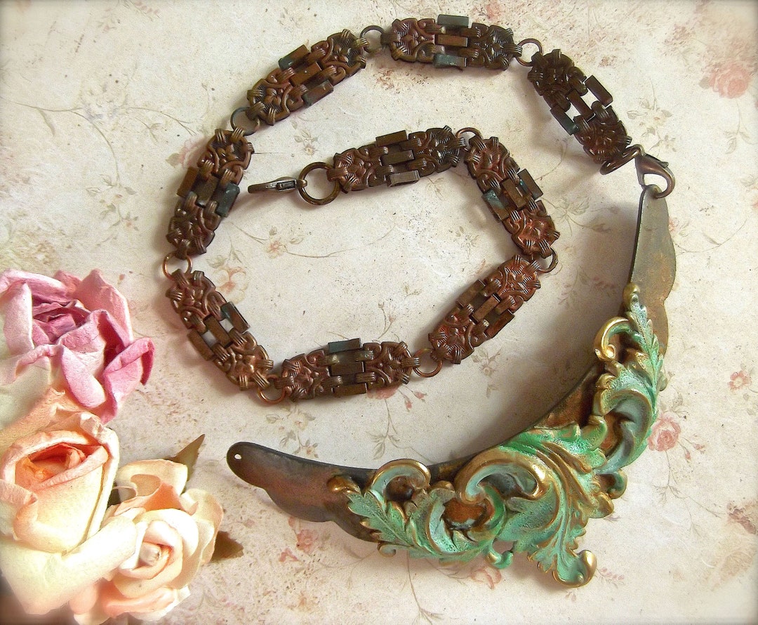Rusty Iron Necklace, Verdigris Patina, Rust and Verdigris, Watch FOB ...