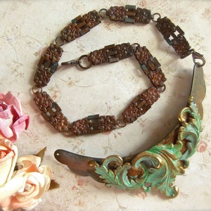 Rusty Iron Necklace, Verdigris Patina, Rust and Verdigris, Watch FOB ...