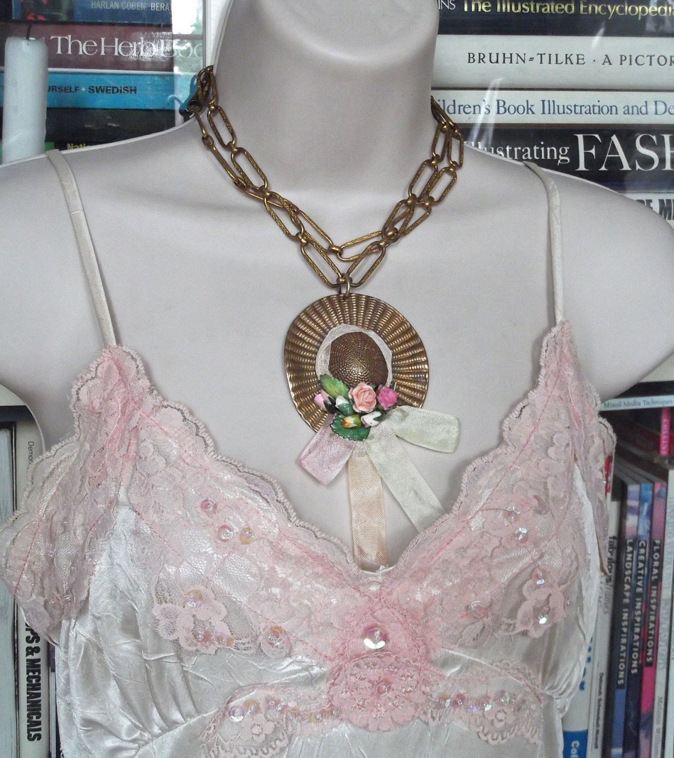 Vintage Summer Bonnet Brass Bonnet With Flowers & Ribbon | Etsy