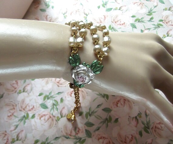 Multi Strand White Roses Vintage Rosary Chain Hand Painted - Etsy