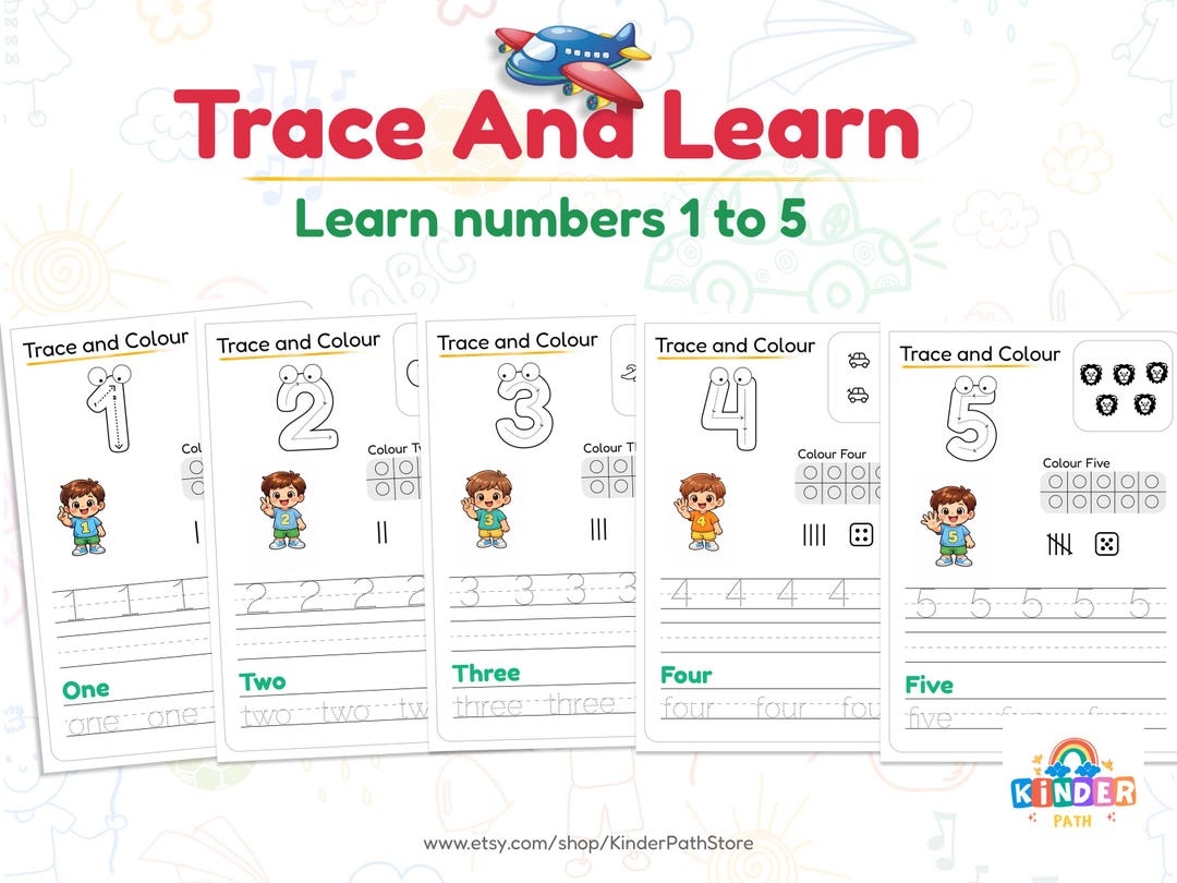 Numbers 1-5 Tracing Worksheets | Preschool, Kindergarten Learning ...