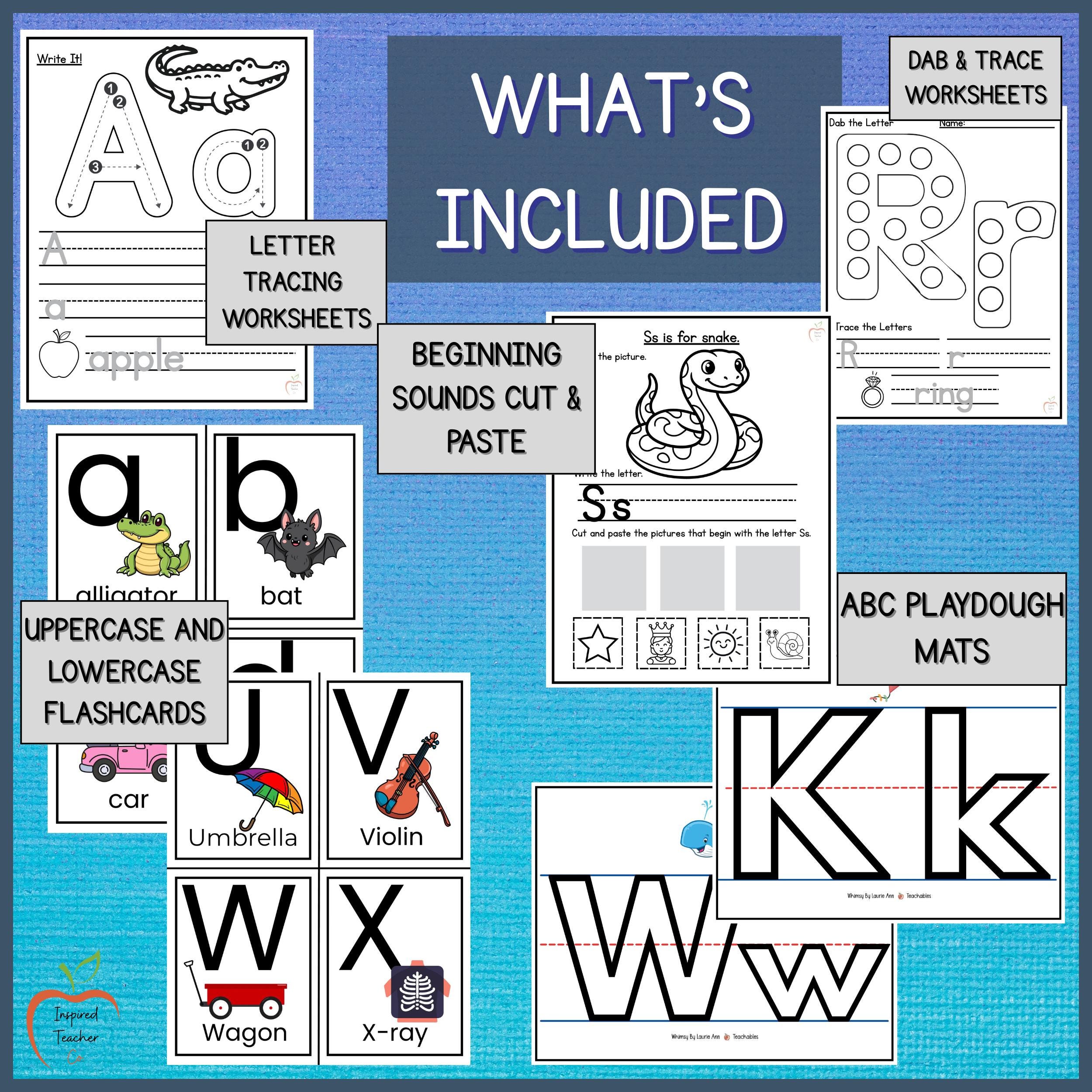Alphabet Learning Bundle, Tracing, Flashcards, Playdough Mats (PDF ...