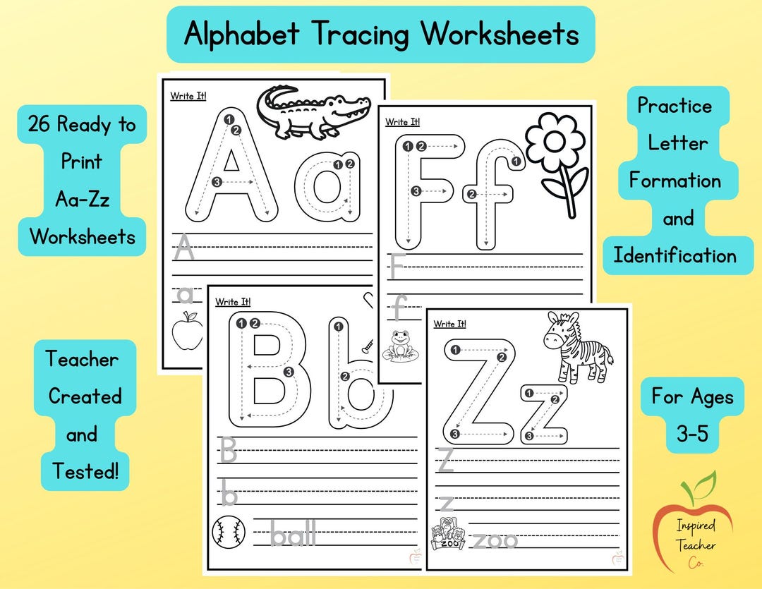 Alphabet Tracing Worksheets: Preschool, Kindergarten Readiness, Letter ...