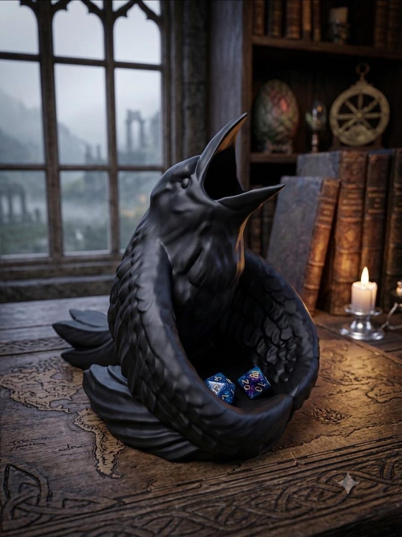 Raven Dice Tower | Gothic Dnd Dice Roller | Crow Dice Bowl | Dungeon ...