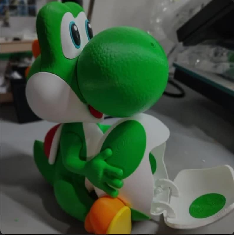 Yoshi Popcorn Bucket – 3D Printed Mario Figure, Snack Container, Anime ...