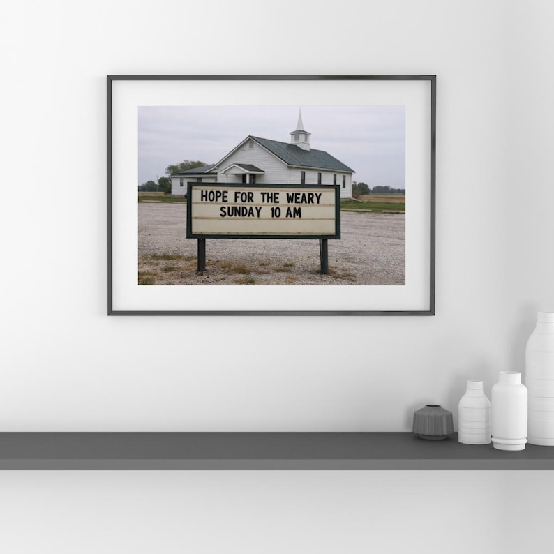 Vintage Church Sign Printable | Hope for the Weary | Christian Wall Art ...