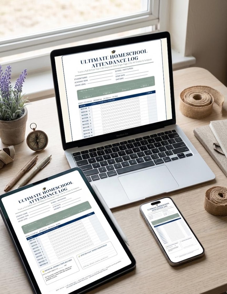 Homeschool Attendance Log, Printable Tracker, A4 Letter Size - Etsy